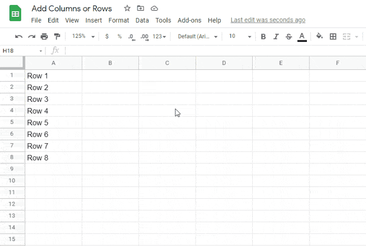 How To Add Columns or Rows In Google Sheets (GIFs Included)
